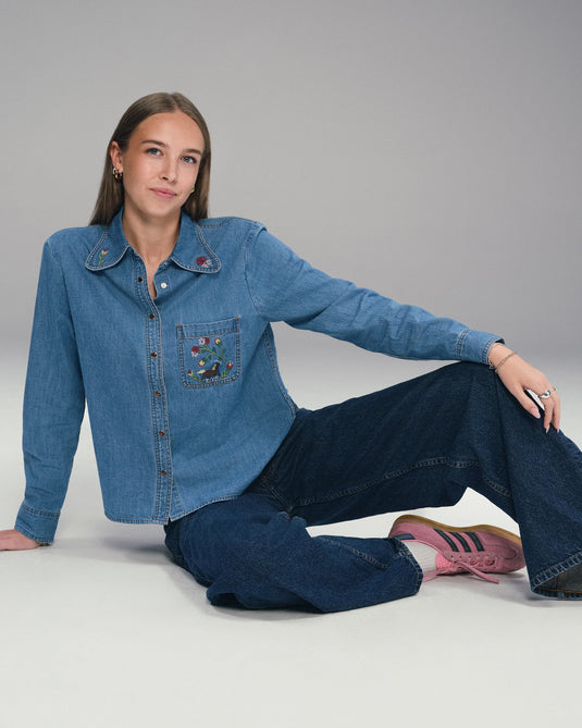 Cavells | Rixo Edaline Top Sadie Embroidery in Light Vintage