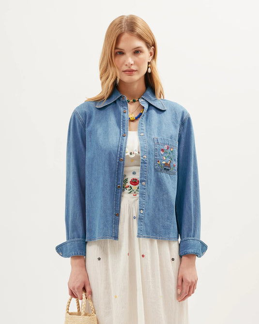Cavells | Rixo Edaline Top Sadie Embroidery in Light Vintage