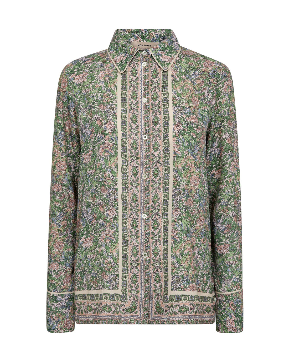 Cavells | Mos Mosh Kana Flowish Orchid Shirt in Turf Green