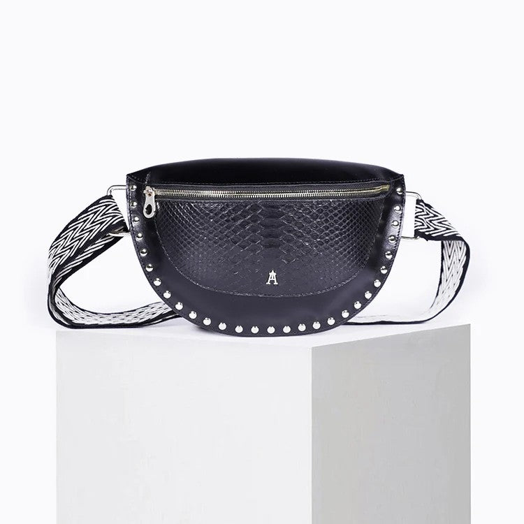 Cavells | Craie Studio Smile Python Crossbody Bag in Black